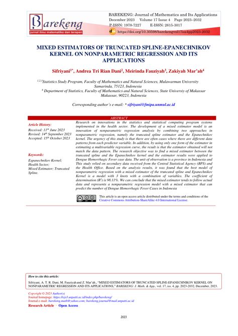 Pdf Mixed Estimators Of Truncated Spline Epanechnikov Kernel On