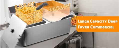 Wichemi Commercial Deep Fryer With Baskets And Lids 4000w