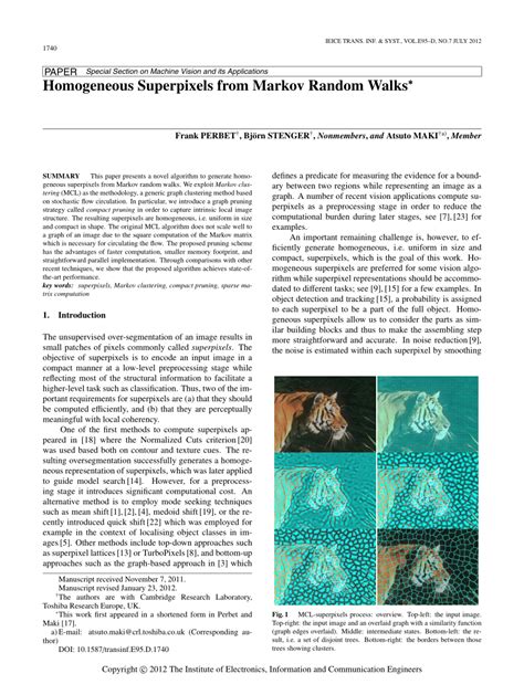 Pdf Homogeneous Superpixels From Markov Random Walks