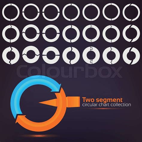 Two Segment Graph Circular Charts Clip Art Set In Seven Template Design Variations And Three