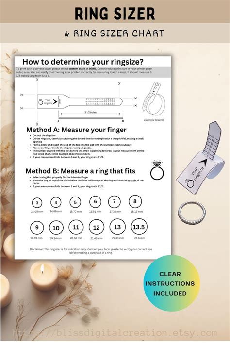 Ring Sizer Ring Sizer Chart Ring Size Chart Ring Size Ring Sizing Tool Printable Ring Sizer