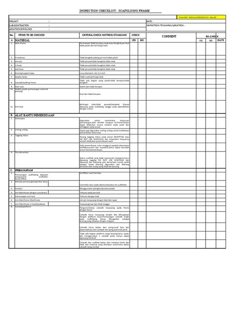 Checklist Scafolding Pdf