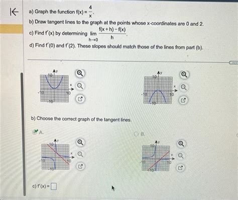 Solved A Graph The Function Fxx4 B Draw Tangent Lines