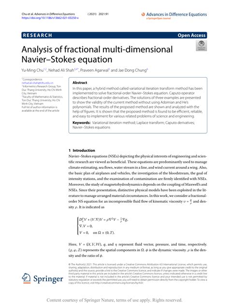 Pdf Analysis Of Fractional Multi Dimensional Navierstokes Equation