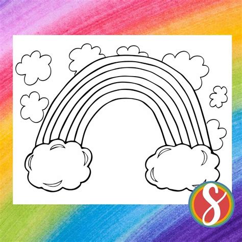 Rainbow With Clouds Coloring Page