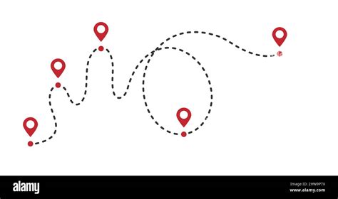Dotted Path Line With Red Points Vector Illustration Travel Concept