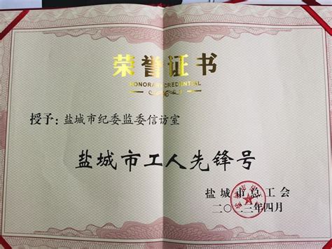 市纪委监委信访室被授予“盐城市工人先锋号”称号市纪委机关党委盐城机关党建网