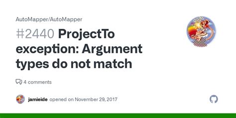 Projectto Exception Argument Types Do Not Match · Issue 2440