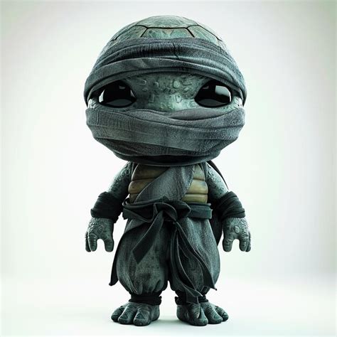 Turtle Ninja Cartoon Isolated On White Background Turtle Assassin