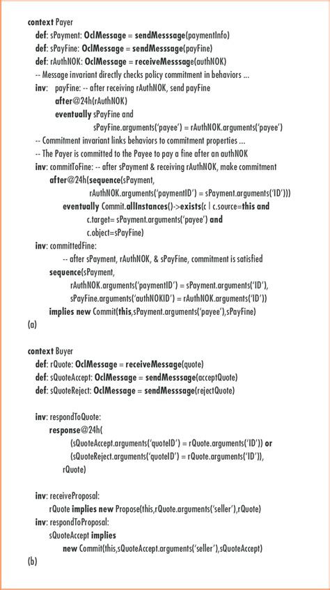 object constraint language constraints for the a payer and b buyer
