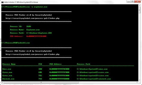[process peb finder] tool to find and display peb address of running