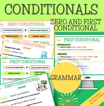 ENGLISH CONDITIONALS ZERO AND FIRST CONDITIONAL By JoyLingual TPT