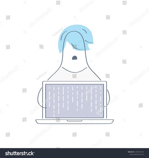 Developer Laptop Code Programmer Behind Computer Stock Vector Royalty Free