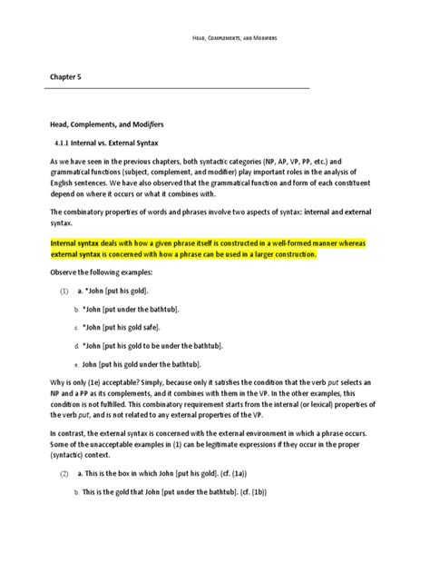 Grammar And Syntax Chapter 5 Pdf Syntax Phrase