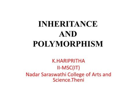 Inheritance And Polymorphism Pptx