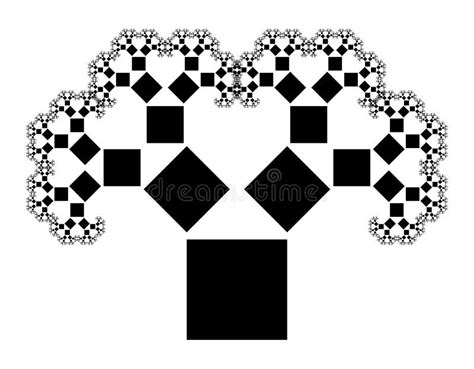 Flat Vector Computer Generated L System Branching Fractal Pythagorean
