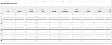 Solved 1 Indicate The Effect Of Each Transaction And The