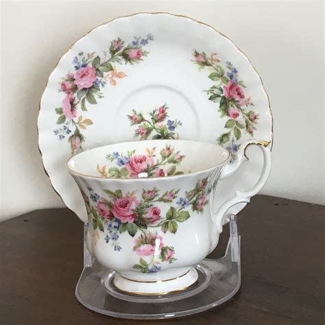 Royal Albert Moss Rose Bone China Tea Cup And Saucer Etsy