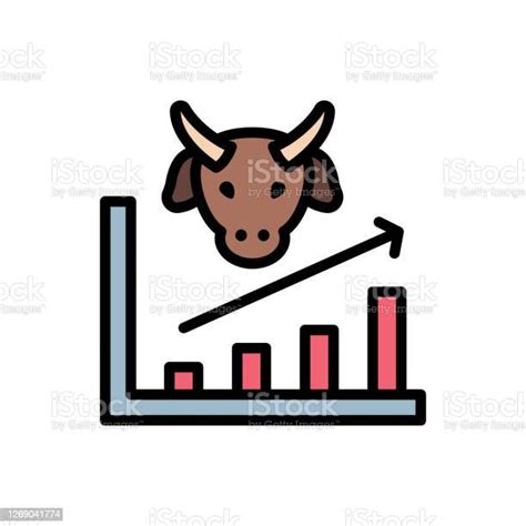 황소 시장 차트 아이콘 Ui 및 Ux 웹 사이트 또는 모바일 응용 프로그램에 대한 경제 아이콘의 윤곽 벡터 요소와 간단한 색상 0명에 대한 스톡 벡터 아트 및 기타 이미지