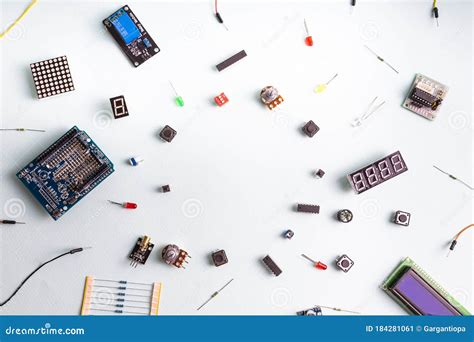 Micro Electronics Arduino DIY Components On A Light Background Top View Stock Image Image Of