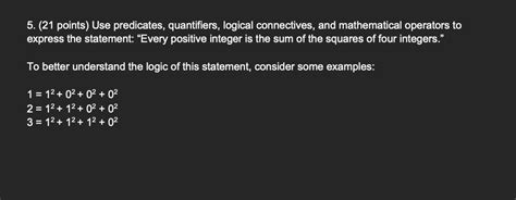 Solved 5 21 Points Use Predicates Quantifiers Logical