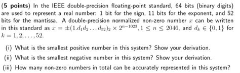 Solved 5 Points In The Ieee Double Precision