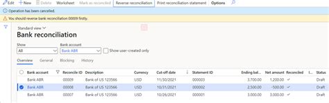 Reverse Reconciled Advanced Bank Reconciliation Dynamics 365 Release