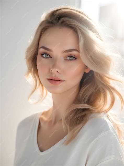 Premium Ai Image Portrait Of Beautiful White Women With White Wall