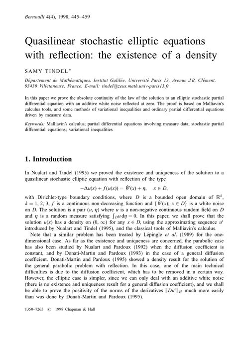Pdf Quasilinear Stochastic Elliptic Equations With Reflection The