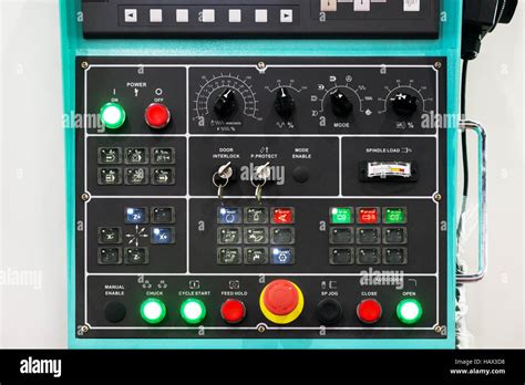 CNC Machine Control Panel Texture With Lots Of Buttons In Factory Stock Photo Royalty Free