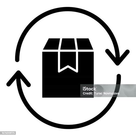 상자와 화살표 단색 아이콘 배달 개념 흰색 배경에 상품 회전율 선물 또는 소포 아이콘의 배달 및 무료 반품 문자 모양 스타일