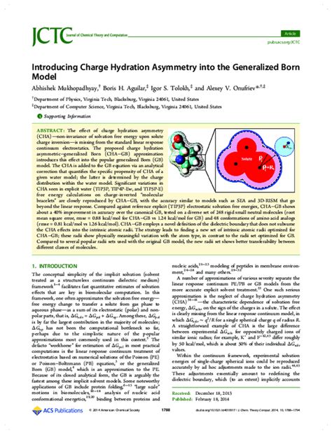 Pdf Introducing Charge Hydration Asymmetry Into The Generalized Born