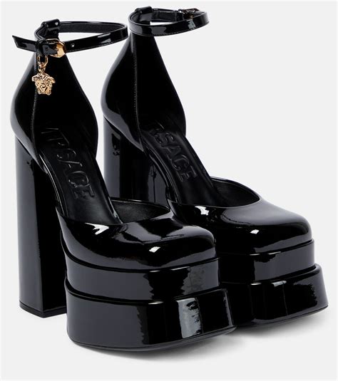 Versace Medusa Aevitas Patent Leather Platform Pumps Versace