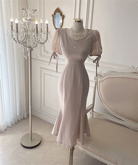 우아함~예쁨💜 로라벨 머메이드 롱원피스 결혼식 하객룩 파티룩 상견례룩 예복 피로연 2부드레스 브라이덜샤워 돌잔치원피스 셀프웨딩 웨딩촬영 쉬폰원피스 시스루원피스 머메이드