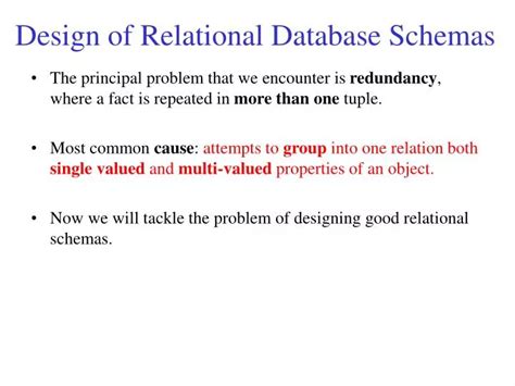 Ppt Design Of Relational Database Schemas Powerpoint Presentation