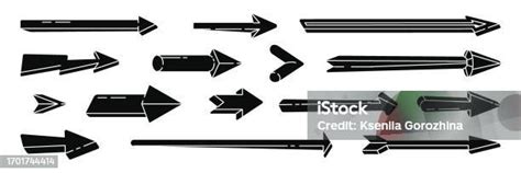 검은색 직선 긴 가로 화살표입니다 라인 아트의 3d 추상 모양입니다 현대 아이소메트릭 벡터 그림입니다 격리 된 디자인 요소 화살표에 대한 스톡 벡터 아트 및 기타 이미지