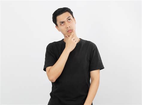 Premium Photo Young Asian Man With Black Shirt Having Doubts And With Confuse Face Expression