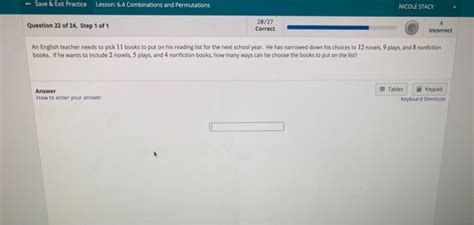 Solved Save Exit Practice Lesson Combinations And Chegg Com