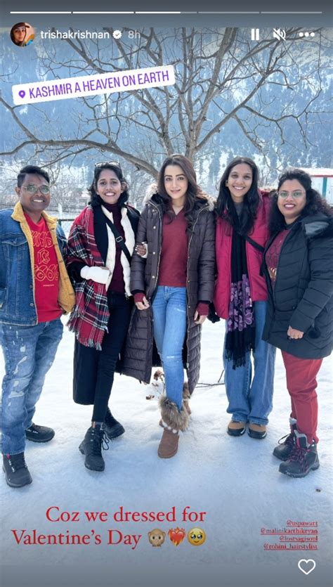 This Is How Trisha Celebrated Her Valentines Day On The Sets Of Leo In Kashmir Tamil News