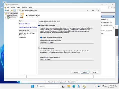 Windows Server 2025 File Server Create Dfs Namespaces Server World