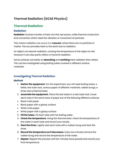 SOLUTION Pearson Igcsephysics Notes Energy Resources Transfers Thermal Radiation Studypool