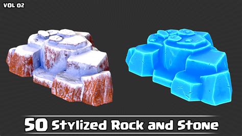 Artstation 50 Stylized Rock And Stone Game Ready Vol02 Game Assets