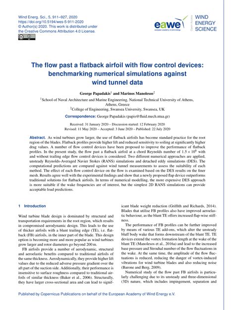 Pdf The Flow Past A Flatback Airfoil With Flow Control Devices Benchmarking Numerical