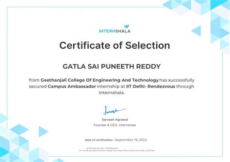 Campusambassador Iitdelhi Leadership Networking Internship Growth Sai Puneeth Reddy