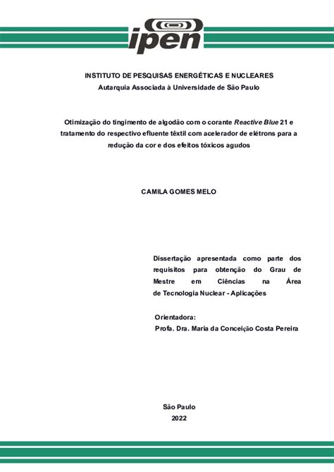 Pdf Otimização Do Tingimento De Algodão Com O Corante I I