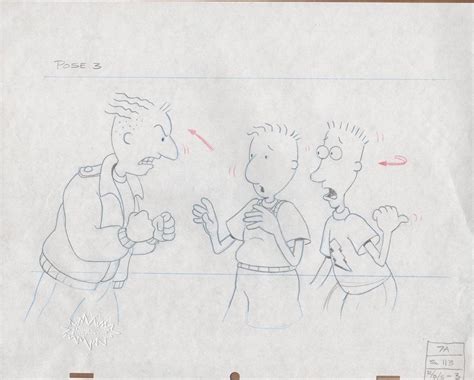 Doug Original Production Cel Drawing Animation Art Nickelodeon Coa Cell