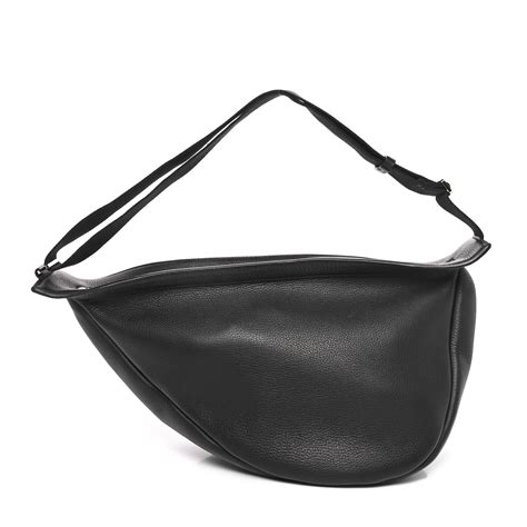 The Row Grained Calfskin Large Slouchy Banana Bag Black 1647613