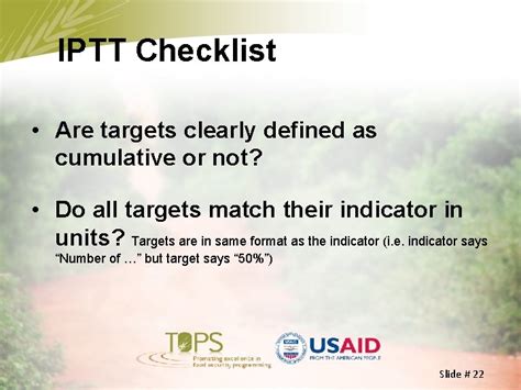 Indicator Performance Tracking Table Adapted From Fanta Ii