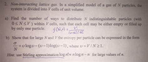 Solved Non Interacting Lattice Gas In A Simplified Model Of