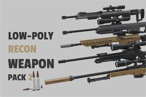 Low Poly Recon Weapon Pack 2 3d Guns Unity Asset Store
